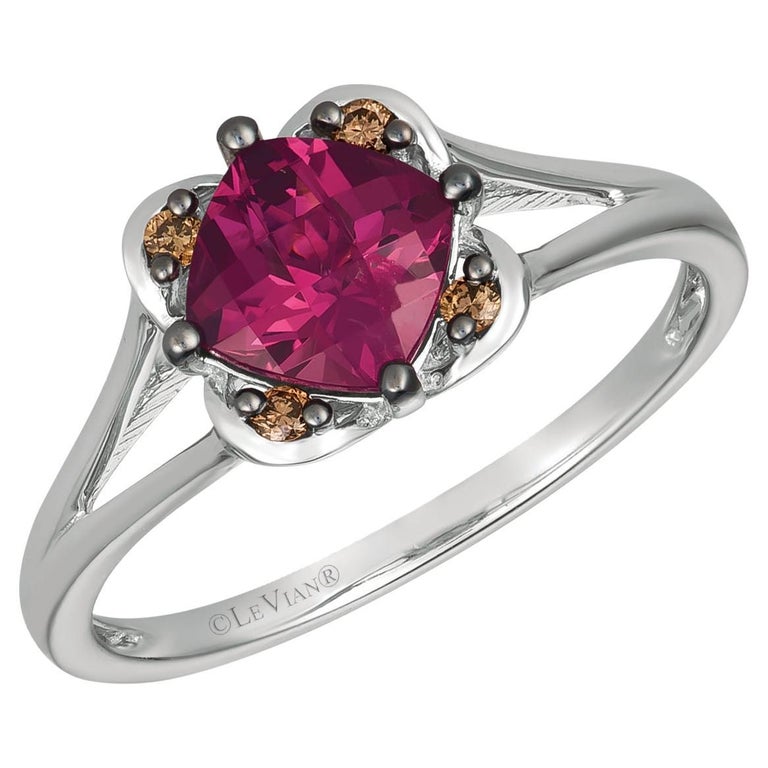 LeVian 14K White Gold 3/4 Ct Rhodolite Garnet and Chocolate Diamond ...
