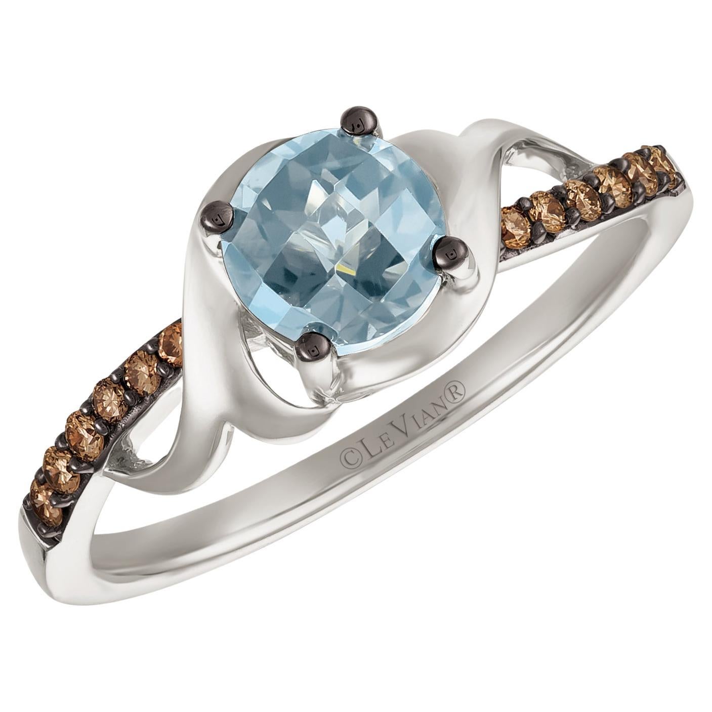 Levian 14 Karat Gold Chocolate White Diamond Blue Topaz Engagement Ring ...
