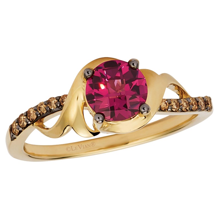 LeVian 14K Yellow Gold, Rhodolite Garnet Chocolate Diamond Ring For ...