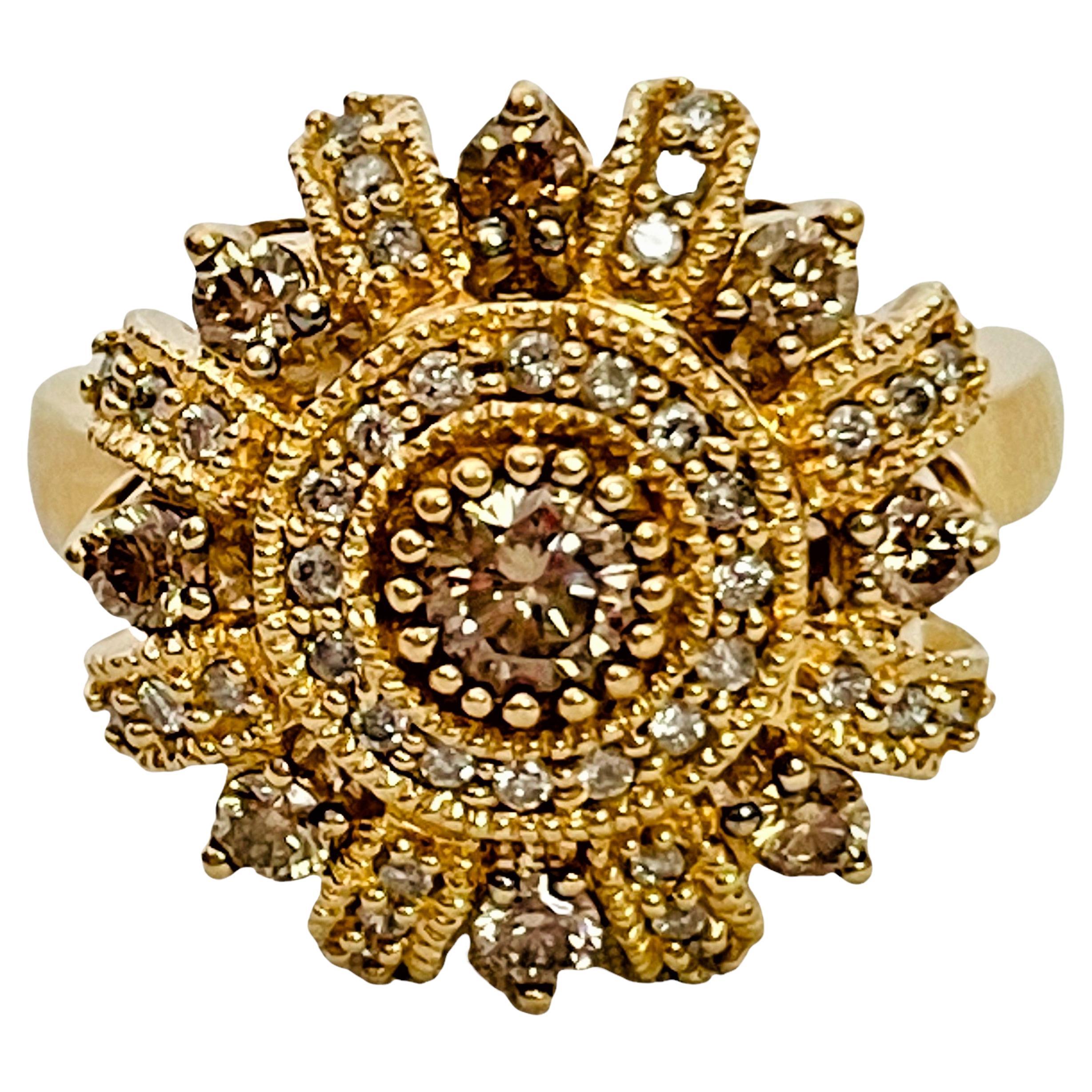 LeVian 14K Yellow Gold Round Chocolate Brown Diamond Halo Bridal ...