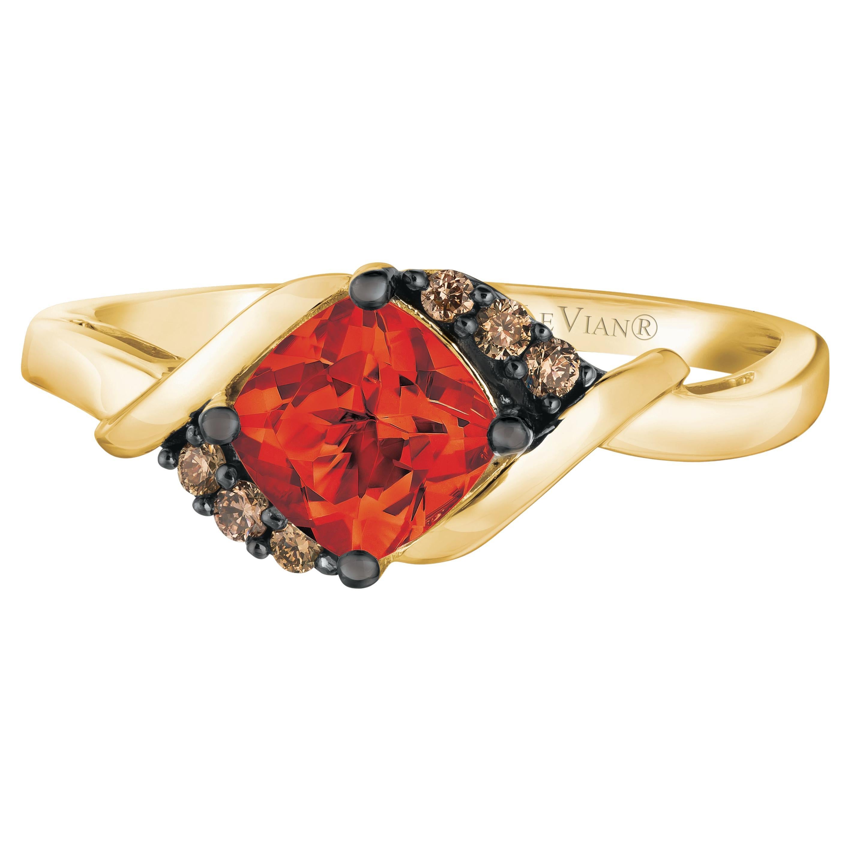 Levian 14K Yellow Gold Red Opal Chocolate Diamond Accented Twist Ring ...