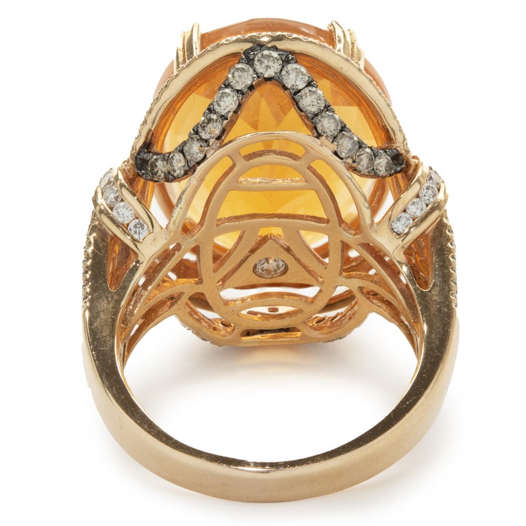 LeVian 18 Karat Rose Gold Mexican Fire Opal and Diamond Ring For Sale ...