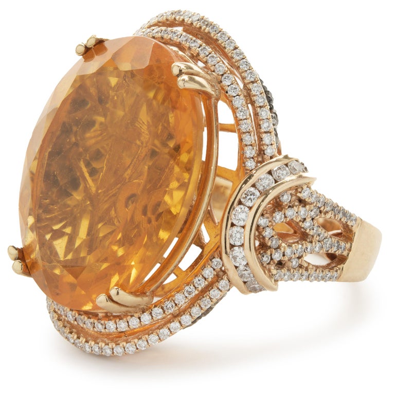 LeVian 18 Karat Rose Gold Mexican Fire Opal and Diamond Ring For Sale ...
