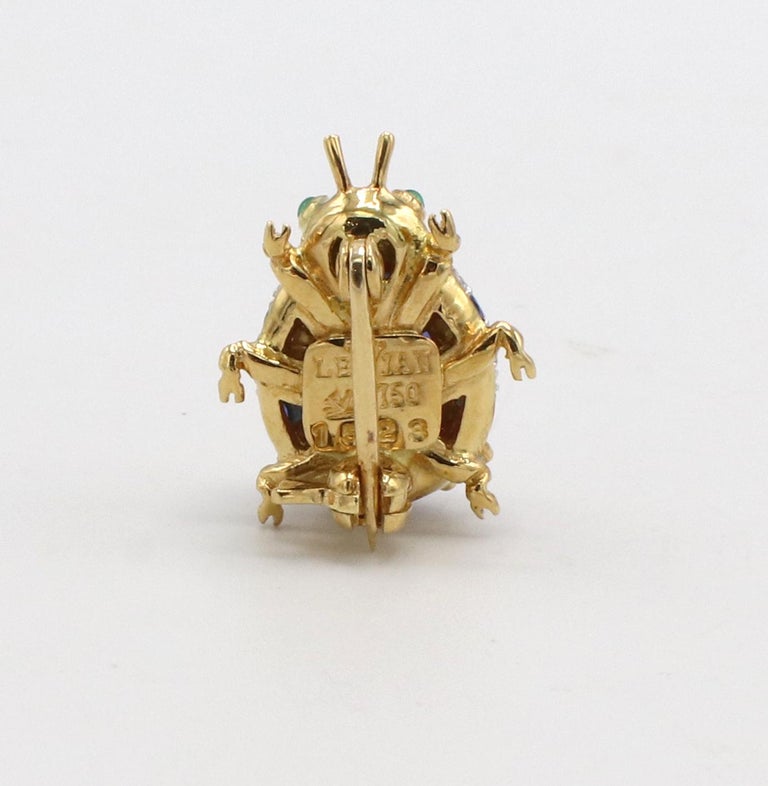 LeVian 18 Karat Yellow Gold Diamond and Ruby Gemstone Lady Bug Small ...
