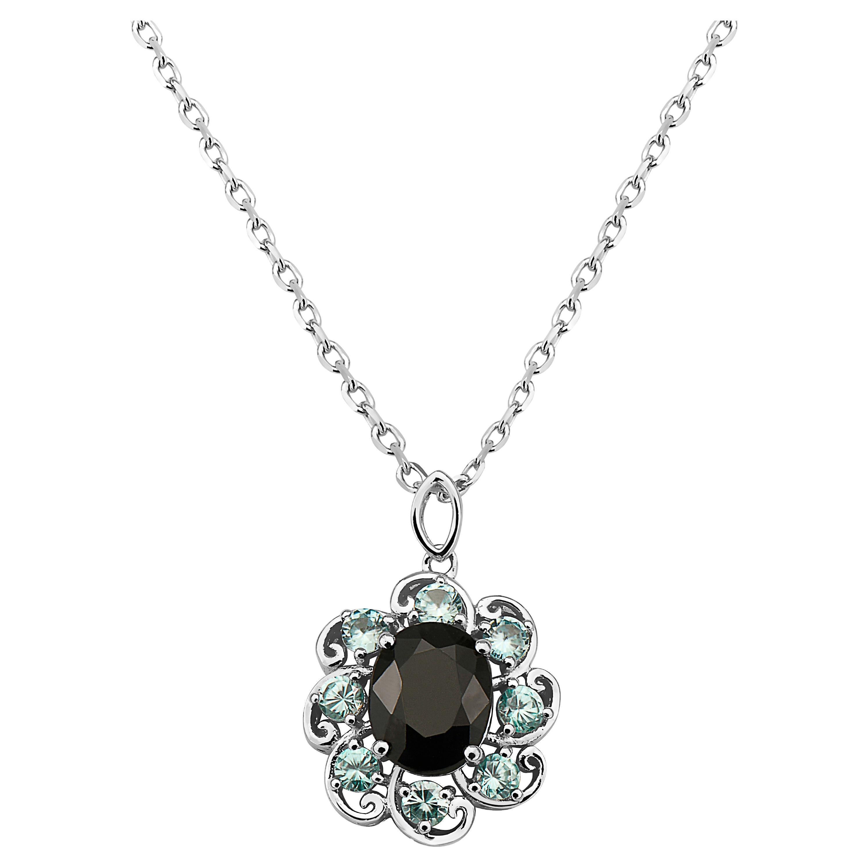Le Vian 925 Sterling Silver Black Sapphire Zircon Flower Halo Pendant ... Le Vian 925 Sterling Silver Black Sapphire Zircon Flower Halo Pendant ...