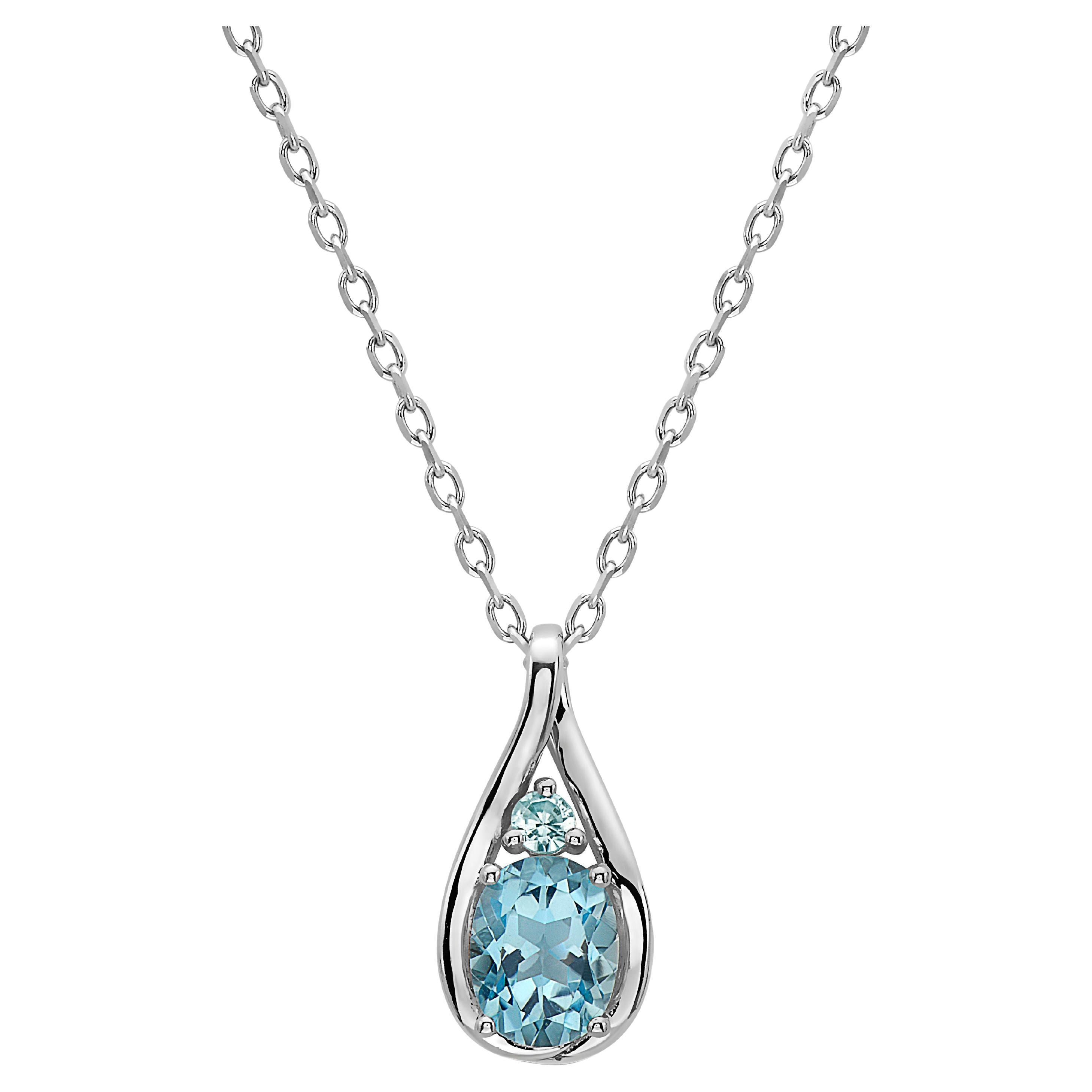 LeVian 925 Sterling Silver Blue Topaz Zircon Gemstone Beautiful Pendant ...