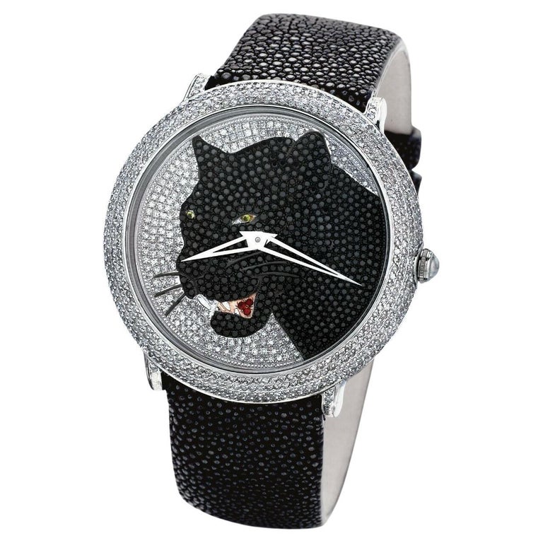 LeVian Black Panther Watch Multi Sapphire Black/White Diamonds ...