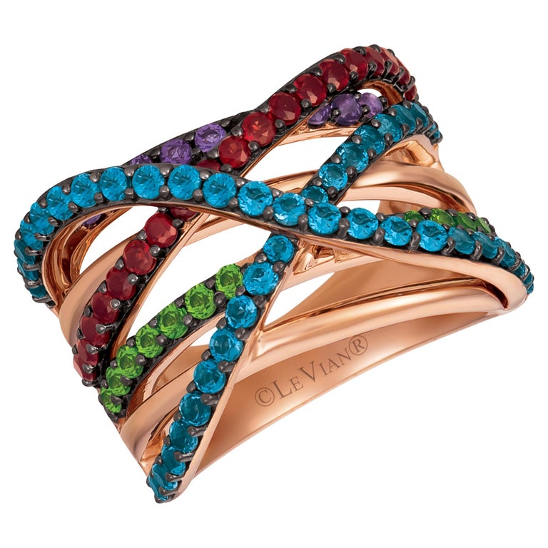 LeVian Blue London Blue Topaz and Amethyst Ring in 14K Rose Gold For ...