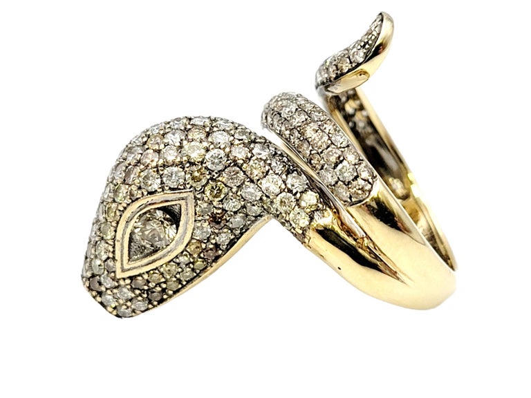 Le Vian Fancy Pave Diamond Snake Wrap Ring in Two Tone 14 Karat Gold ...