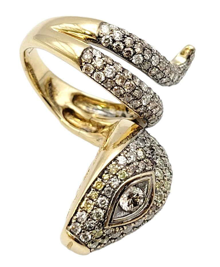 Le Vian Fancy Pave Diamond Snake Wrap Ring in Two Tone 14 Karat Gold ...