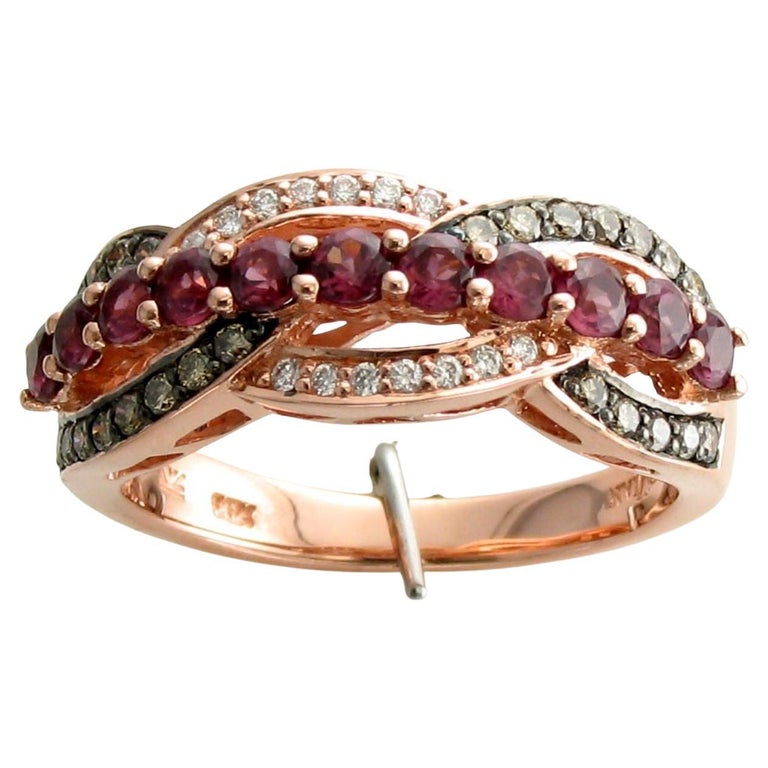 Levian Red Rhodolite and Diamond Ring in 14K Rose Gold For Sale at 1stDibs