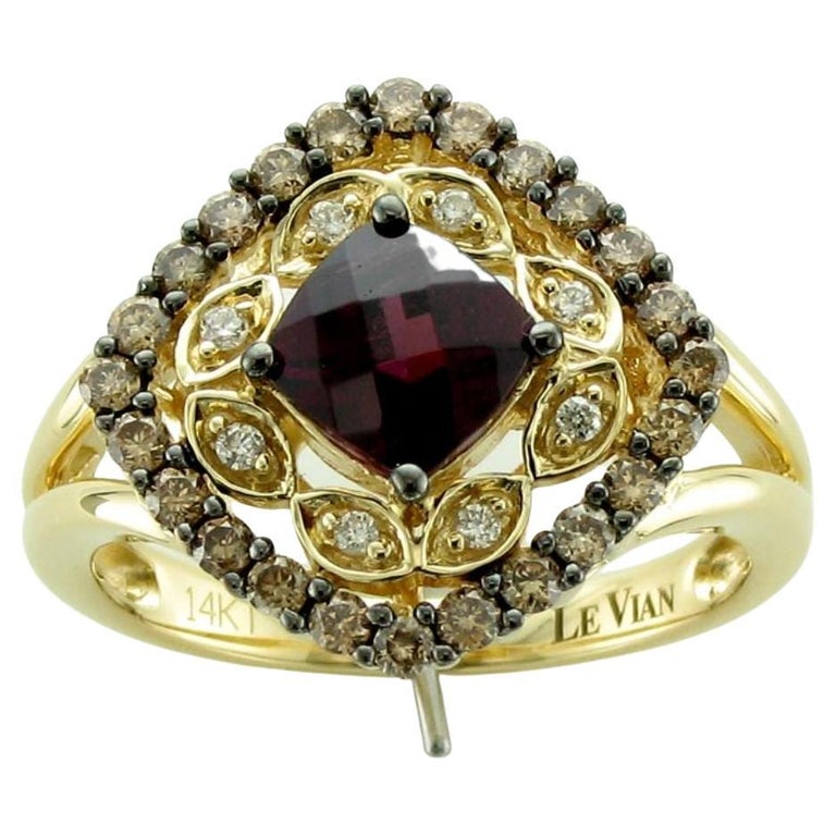 Levian Red Rhodolite and Diamond Ring in 14K Yellow Gold For Sale at ...