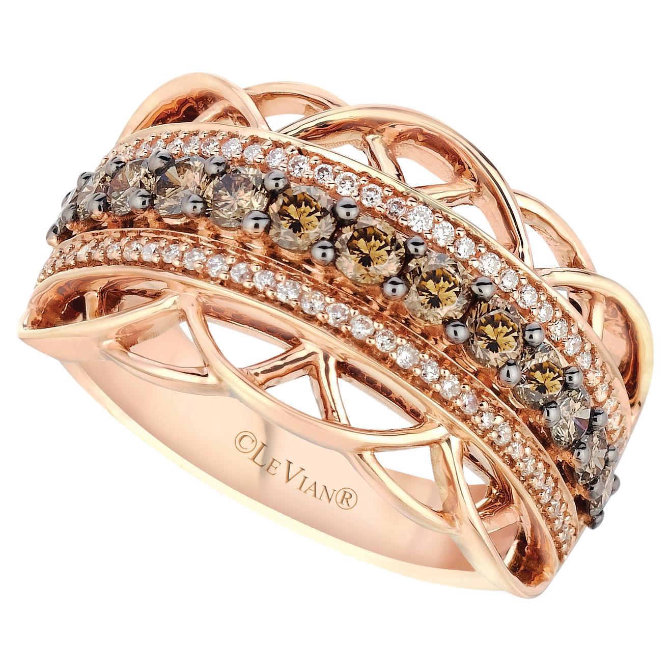 Levian Ring Band Chocolate White Diamond in 14K Rose Gold 7 8Cts For ...