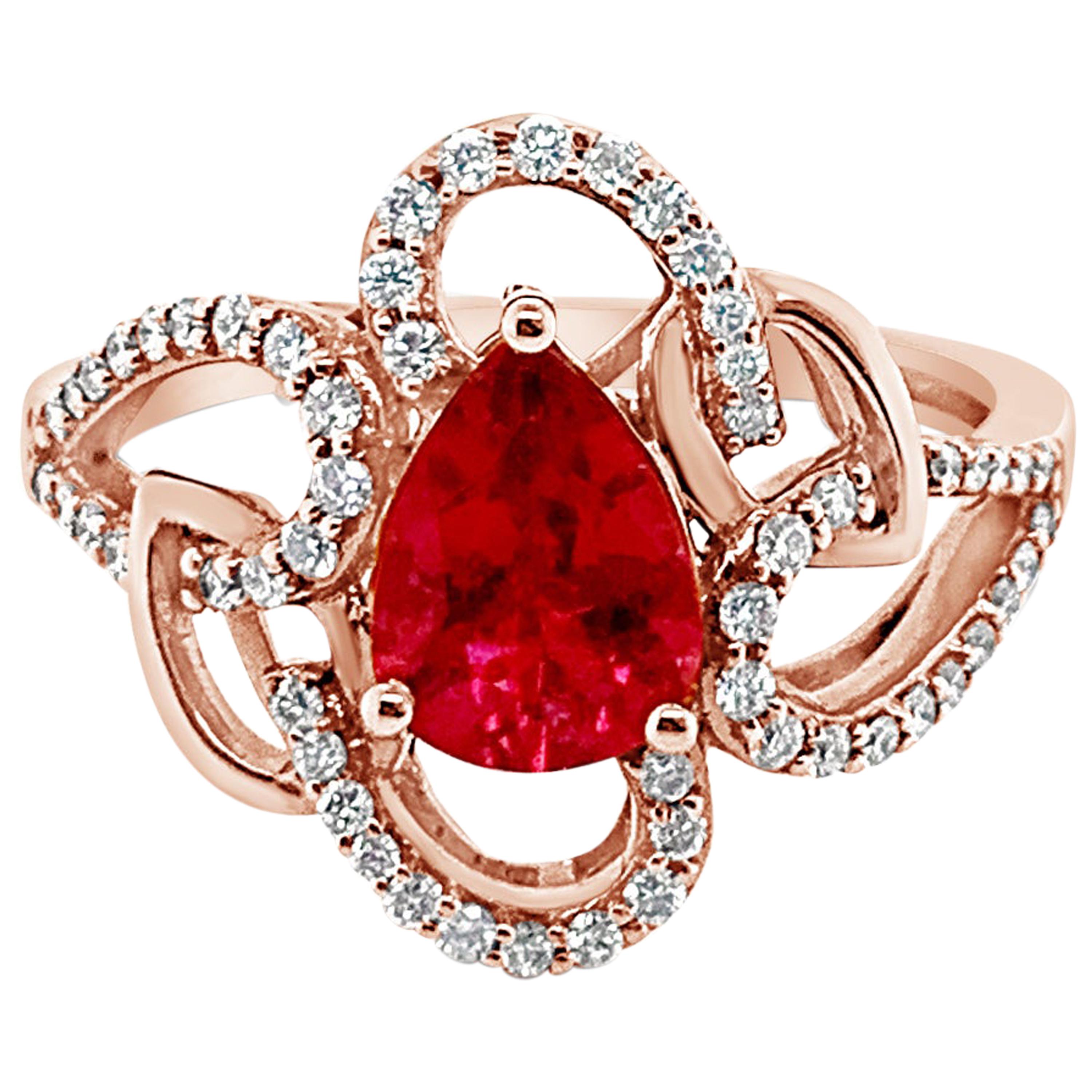 LeVian Ring Raspberry Rubellite Vanilla Diamonds 14 Karat Rose Gold For ...