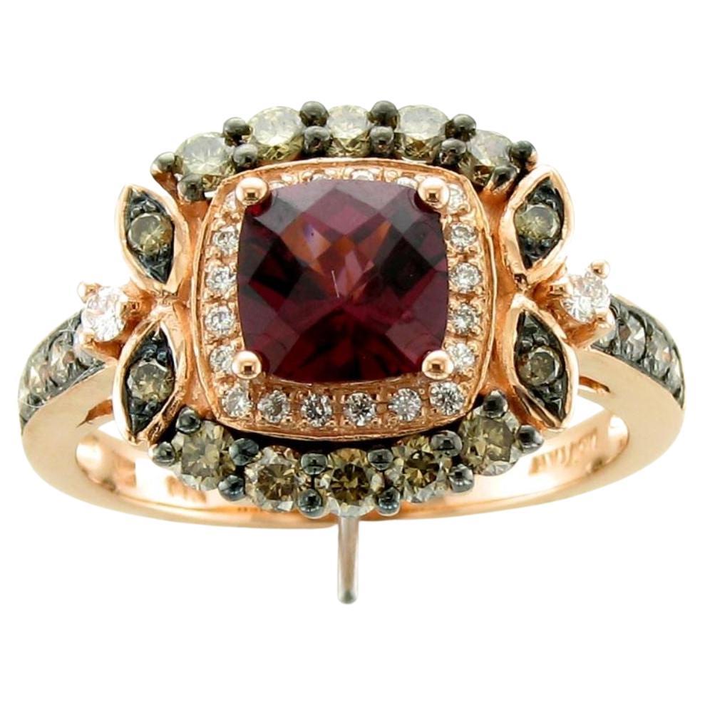 Levian Red Rhodolite and Diamond Ring in 14K Rose Gold For Sale at 1stDibs