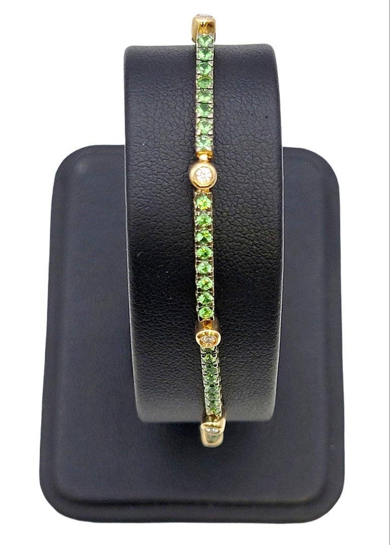 LeVian Tsavorite Garnet and Diamond Station Tennis Bracelet 14 Karat ...