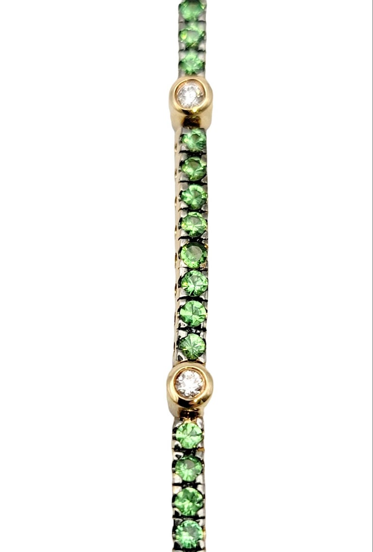 LeVian Tsavorite Garnet and Diamond Station Tennis Bracelet 14 Karat ...