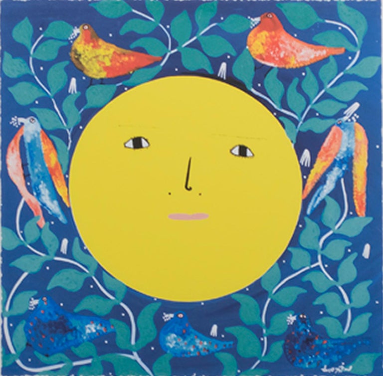 Levoy Exil - "Moon Face," Giclee Print on Canvas after 1991 Acrylic ...