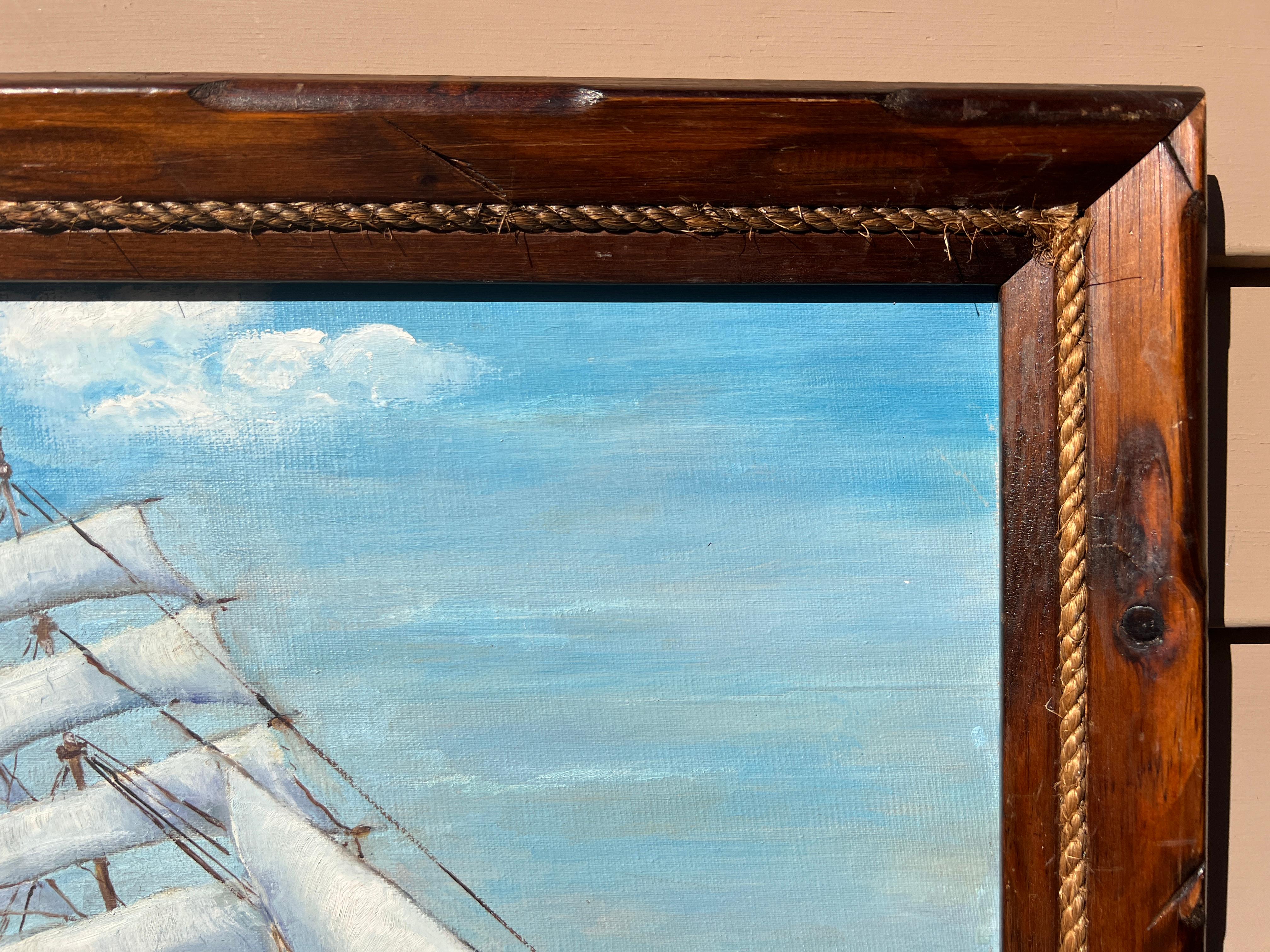 Lewis - Original oil painting on board, seascape, Sailing ships on the ...