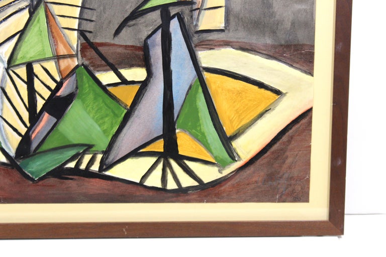 Lex Metz Dutch Mid-Century Modern Abstract Oil on Paper Still Life ...