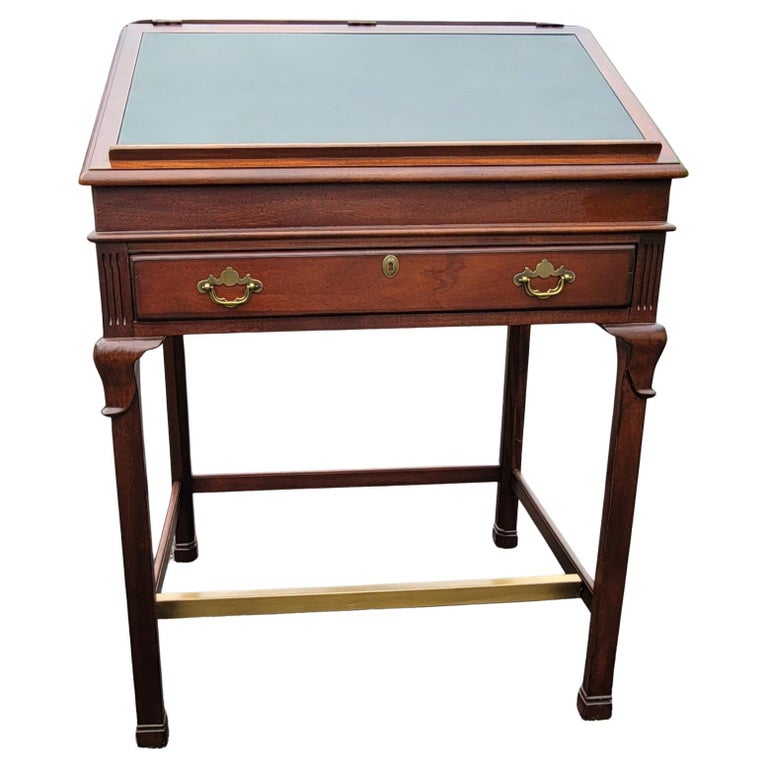 Lexington's Palmer Home Collection Mahogany Tooled Leather Drafting Desk W/ Tray For Sale at 1stDibs