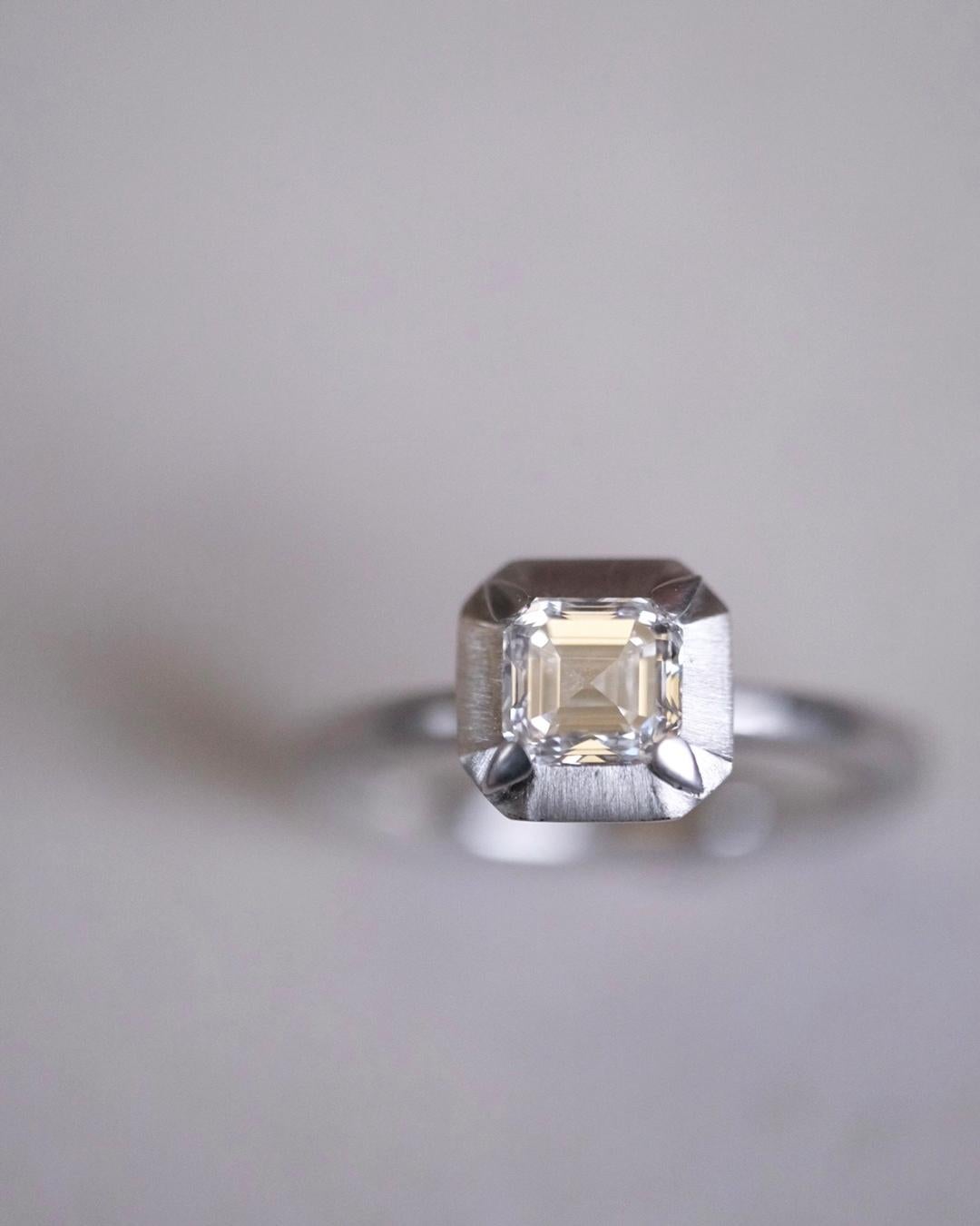 LEYSER 950 Platinum Asscher Cut Diamond GIA G VVS2 Ring For Sale at 1stDibs