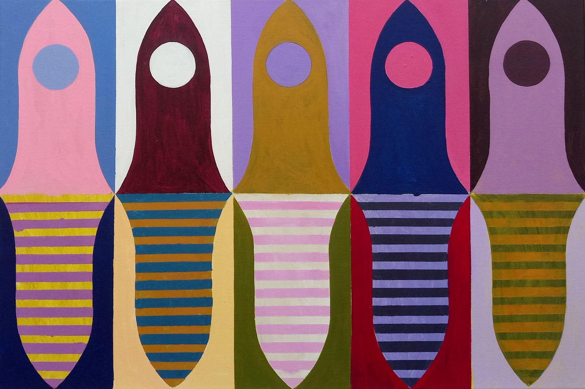 Liam Hennessy - Quintet, Painting, Acrylic on Canvas For Sale at 1stDibs