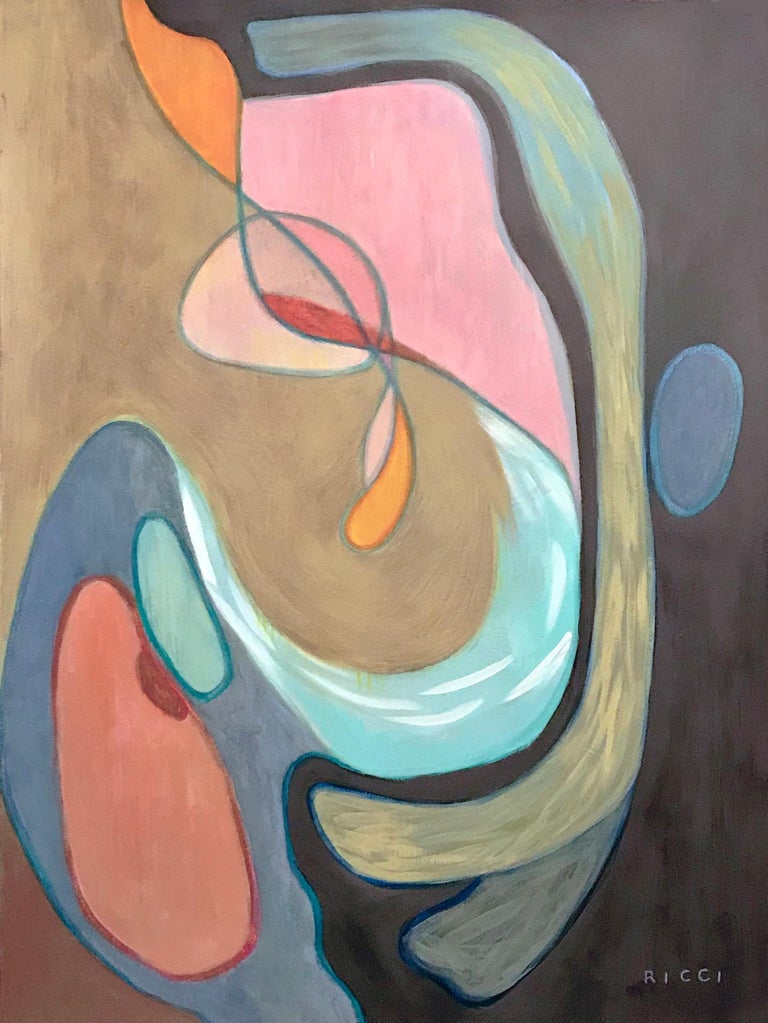 Liane Ricci - Rapt, earth toned mixed media painting on paper ...