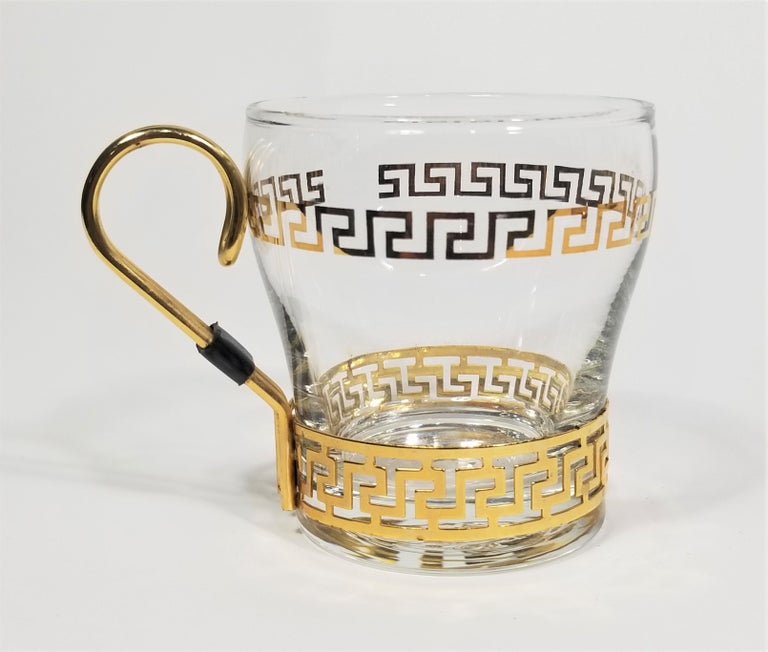 Libbey Glassware Greek Key Midcentury Unused Set of 10 at 1stDibs