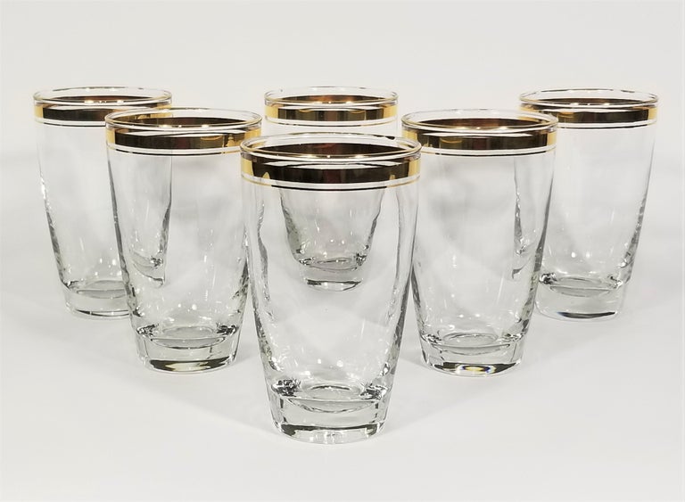Libbey Mid-century Gold Rimmed Glassware Barware Set of 6 For Sale at ...