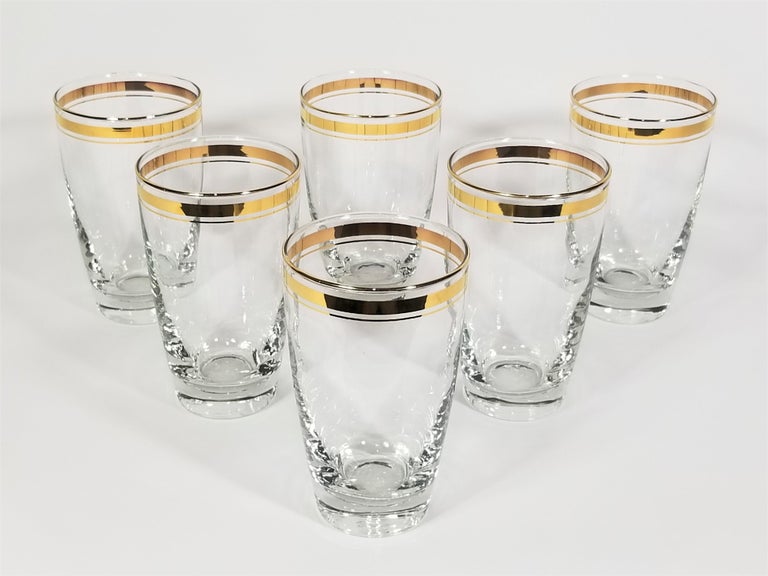Libbey Mid-century Gold Rimmed Glassware Barware Set of 6 For Sale at ...
