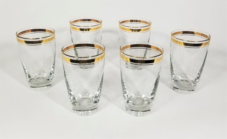 Libbey Mid-century Gold Rimmed Glassware Barware Set of 6 For Sale at ...