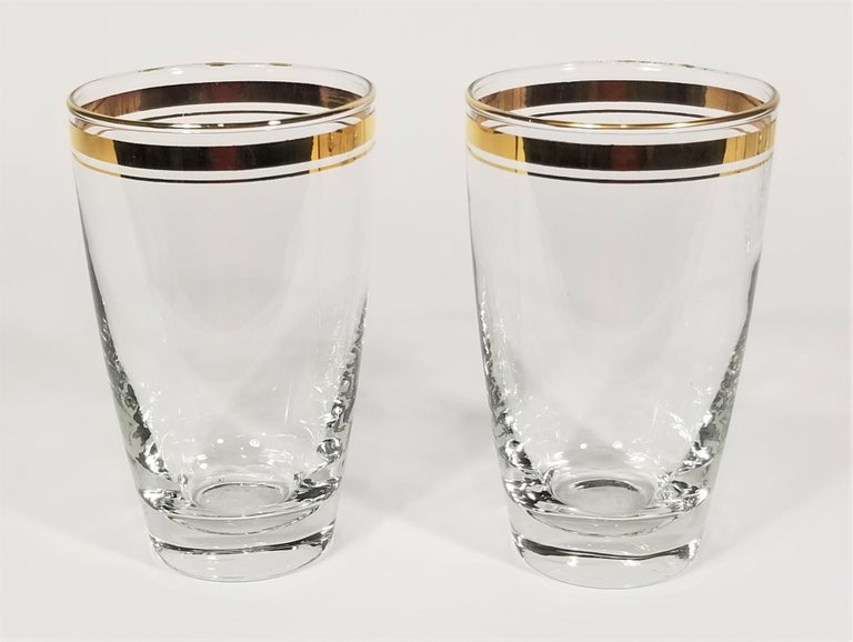 Libbey Mid-century Gold Rimmed Glassware Barware Set of 6 For Sale at ...