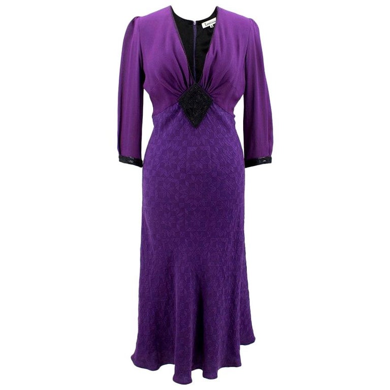Libelula Purple Silk embellished Dress - Size US 6 For Sale at 1stDibs