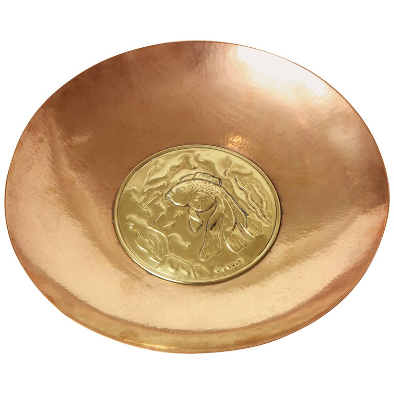 Liberato Zola French Art Deco Copper Dinanderie Coupe For Sale at 1stDibs
