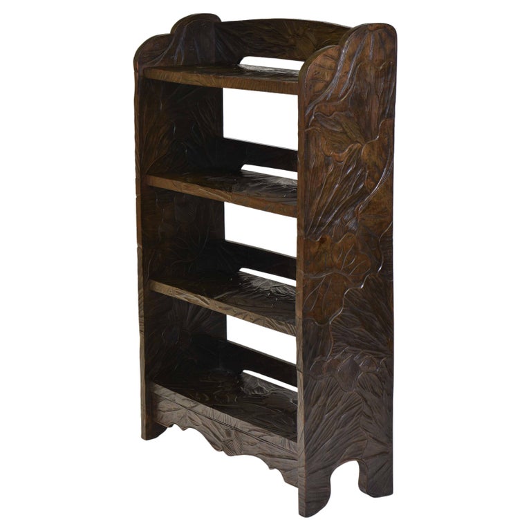 Liberty and Co Arts and Crafts Japanese Carved Fruitwood Open Bookcase ...