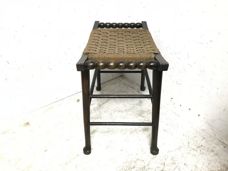 Liberty and Co Attr an Oak Side Stool with Sea Grass Seat, Turned ...