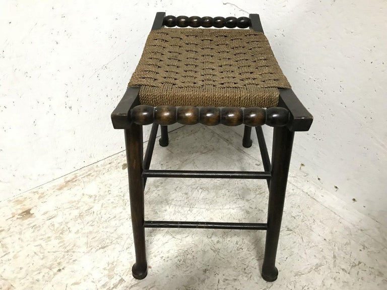Liberty and Co Attr an Oak Side Stool with Sea Grass Seat, Turned ...