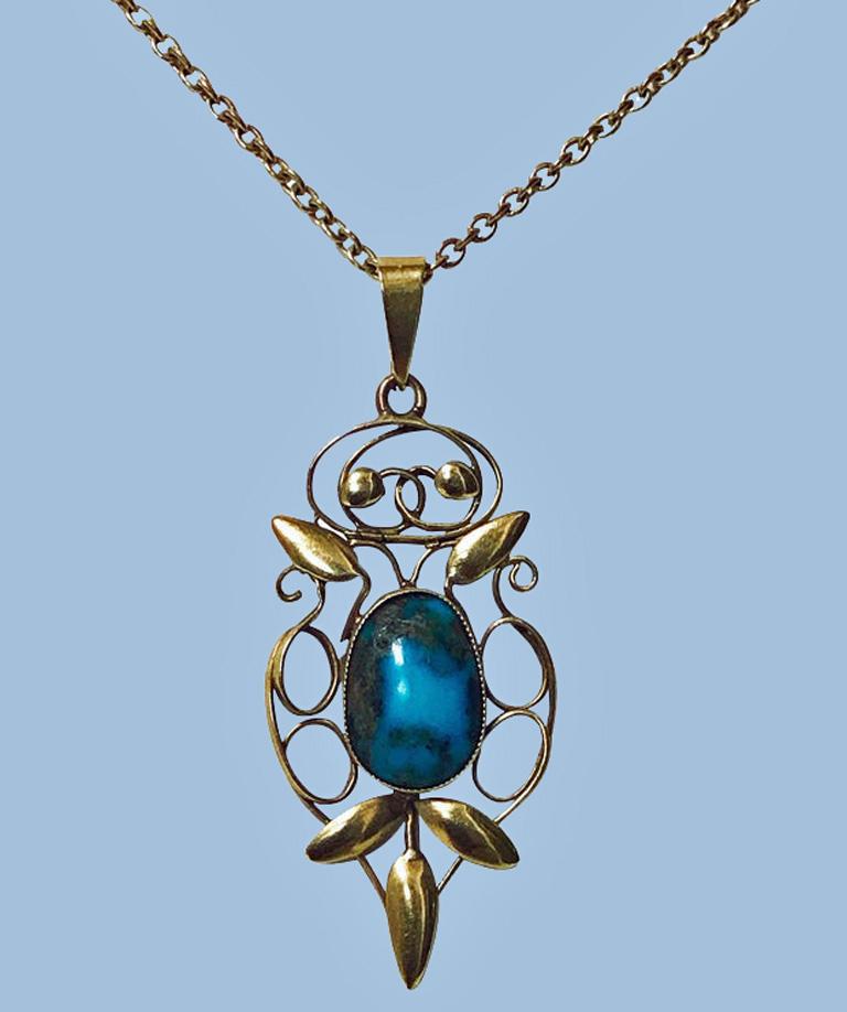 Liberty Gold Turquoise Art Nouveau Pendant, circa 1900 at 1stDibs ...