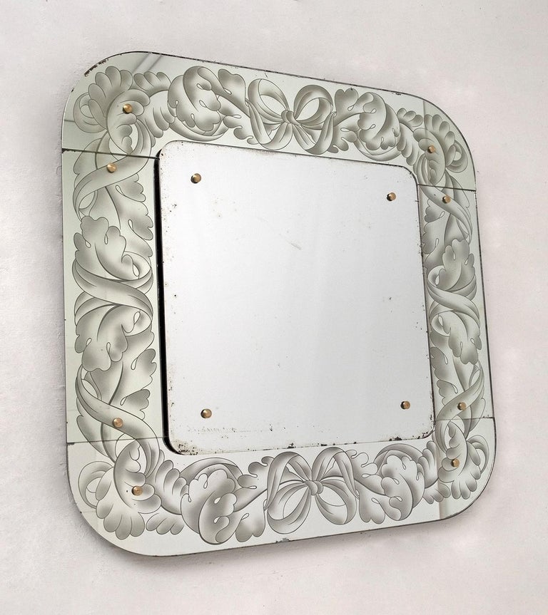 Liberty Style Venetian Etched Mirror, 1950s For Sale at 1stDibs
