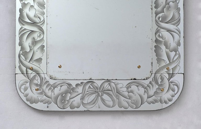 Liberty Style Venetian Etched Mirror, 1950s For Sale at 1stDibs