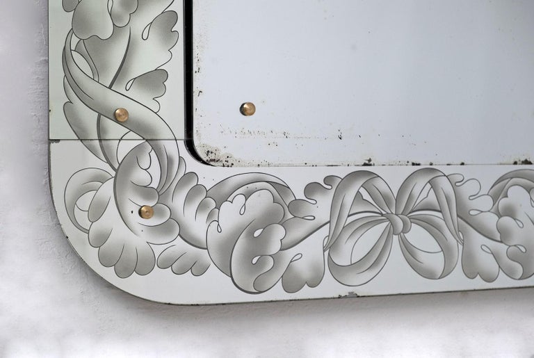 Liberty Style Venetian Etched Mirror, 1950s For Sale at 1stDibs