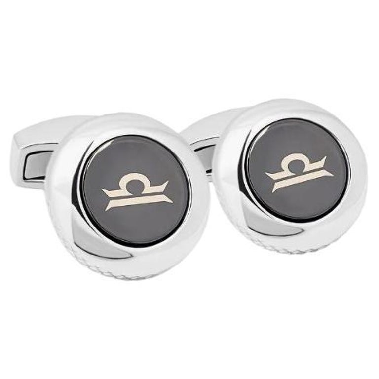 Libra Cufflinks with Rhodium Finish For Sale at 1stDibs