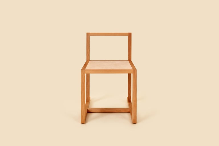 Library Chair, Handmade Minimalist Dining Chair in Wood and Leather ...