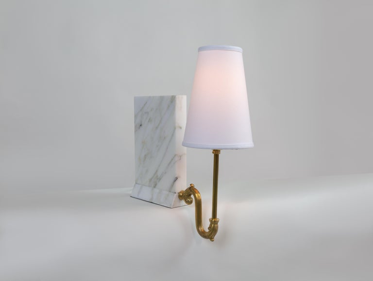 Library Sconce, Contemporary Bookshelf Sconce in Marble, Brass For Sale ...
