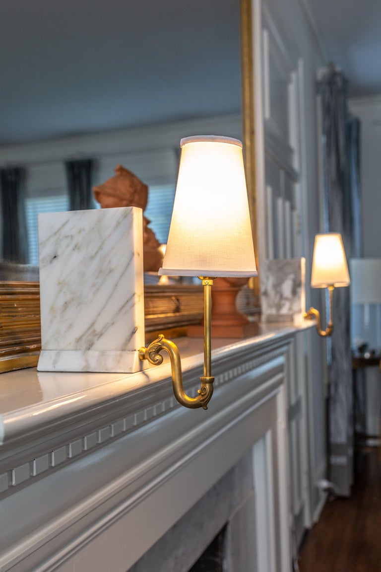 Library Sconce, Contemporary Bookshelf Sconce in Marble, Brass For Sale ...