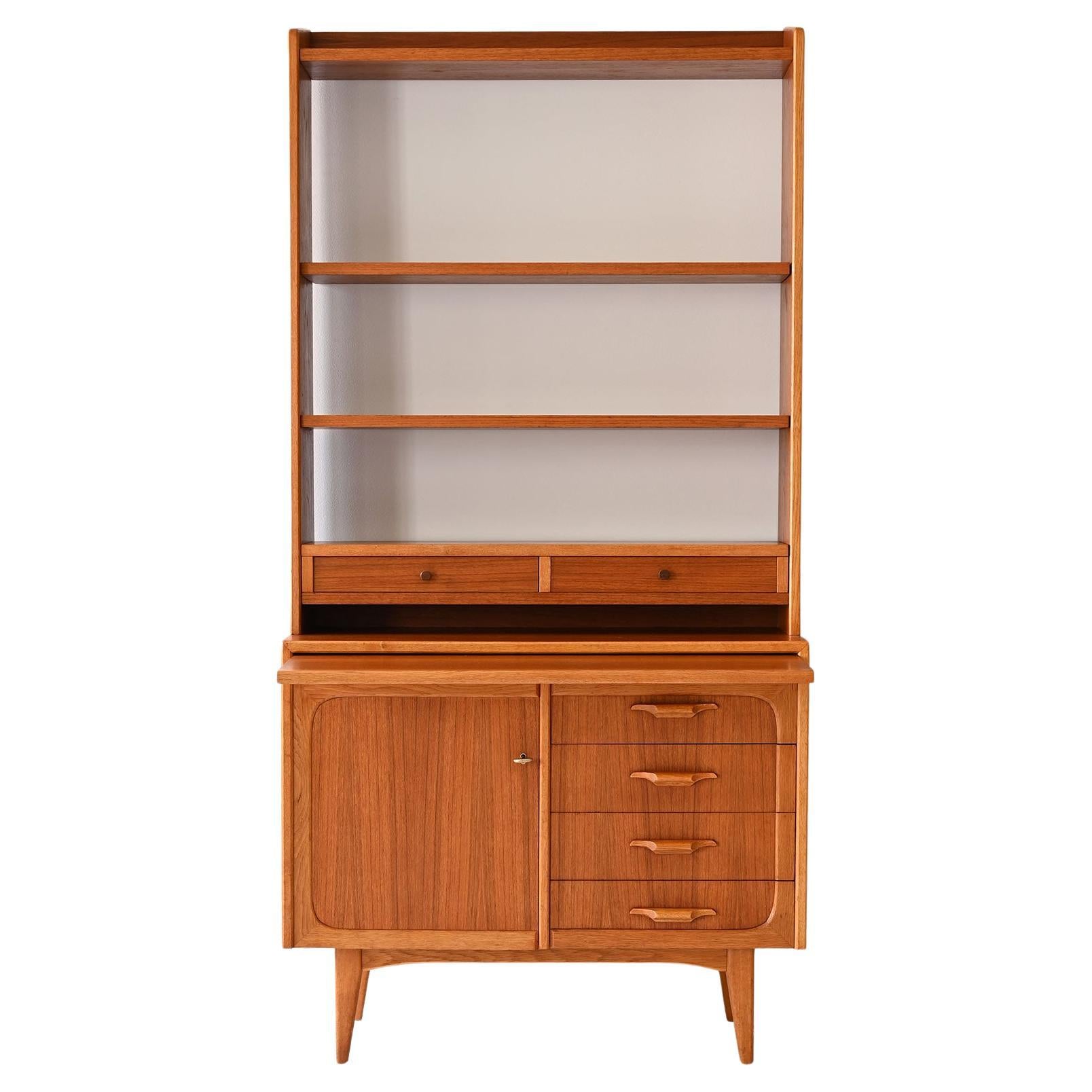 Scandinavian bookcase with pull-out desk For Sale at 1stDibs