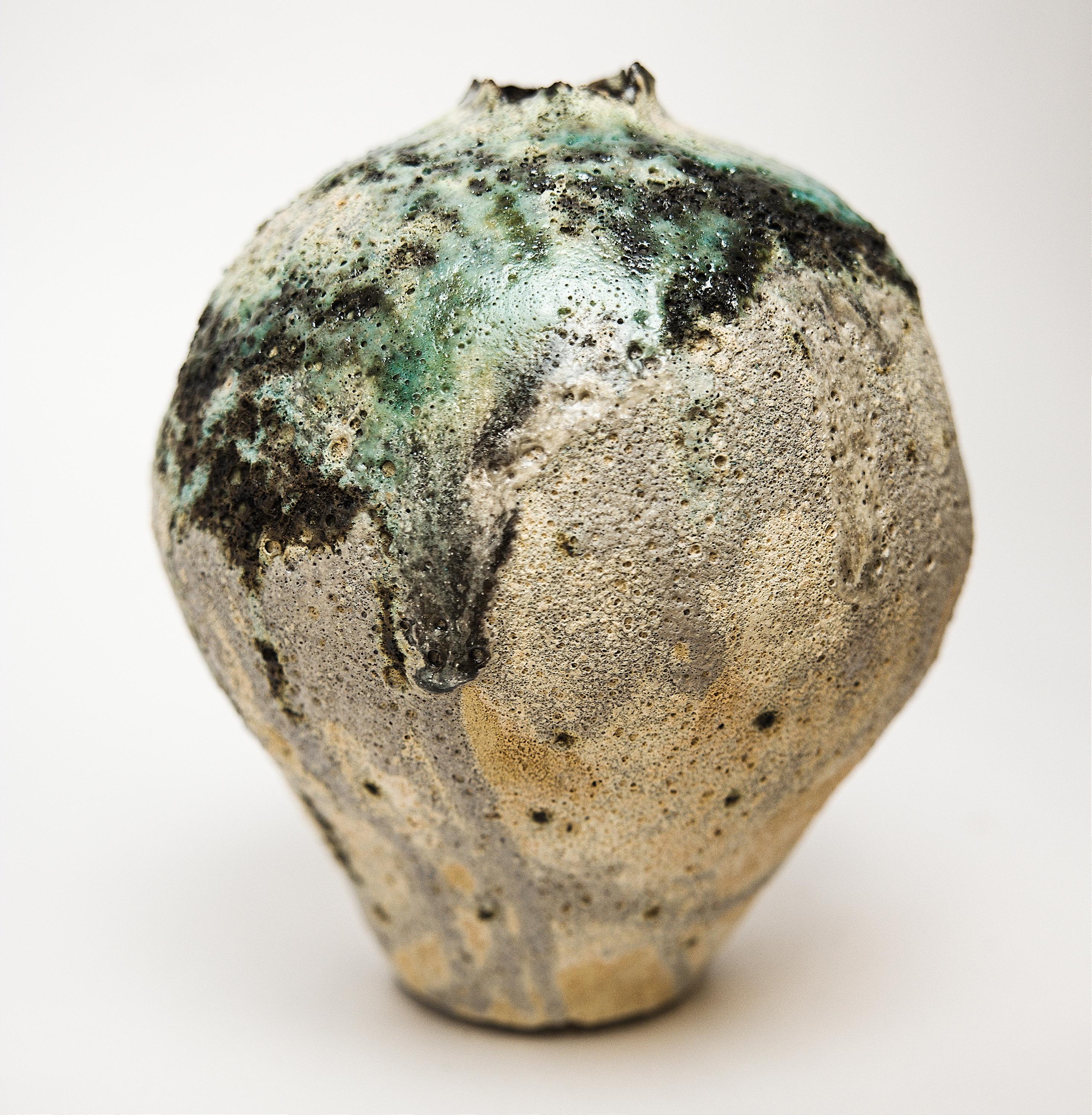 Lichen Vase with Autumn Textured Glaze For Sale at 1stDibs
