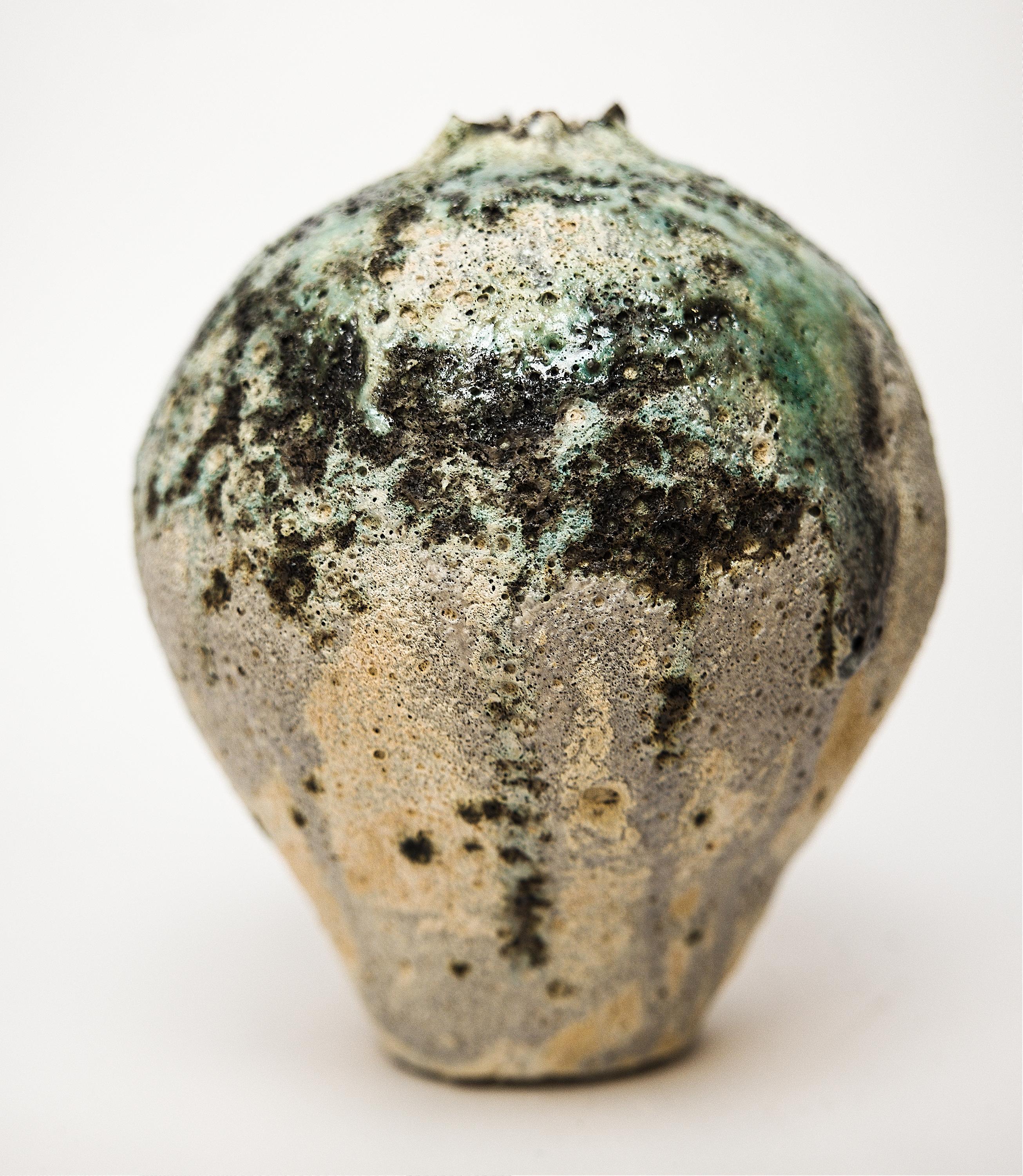 Lichen Vase with Autumn Textured Glaze For Sale at 1stDibs