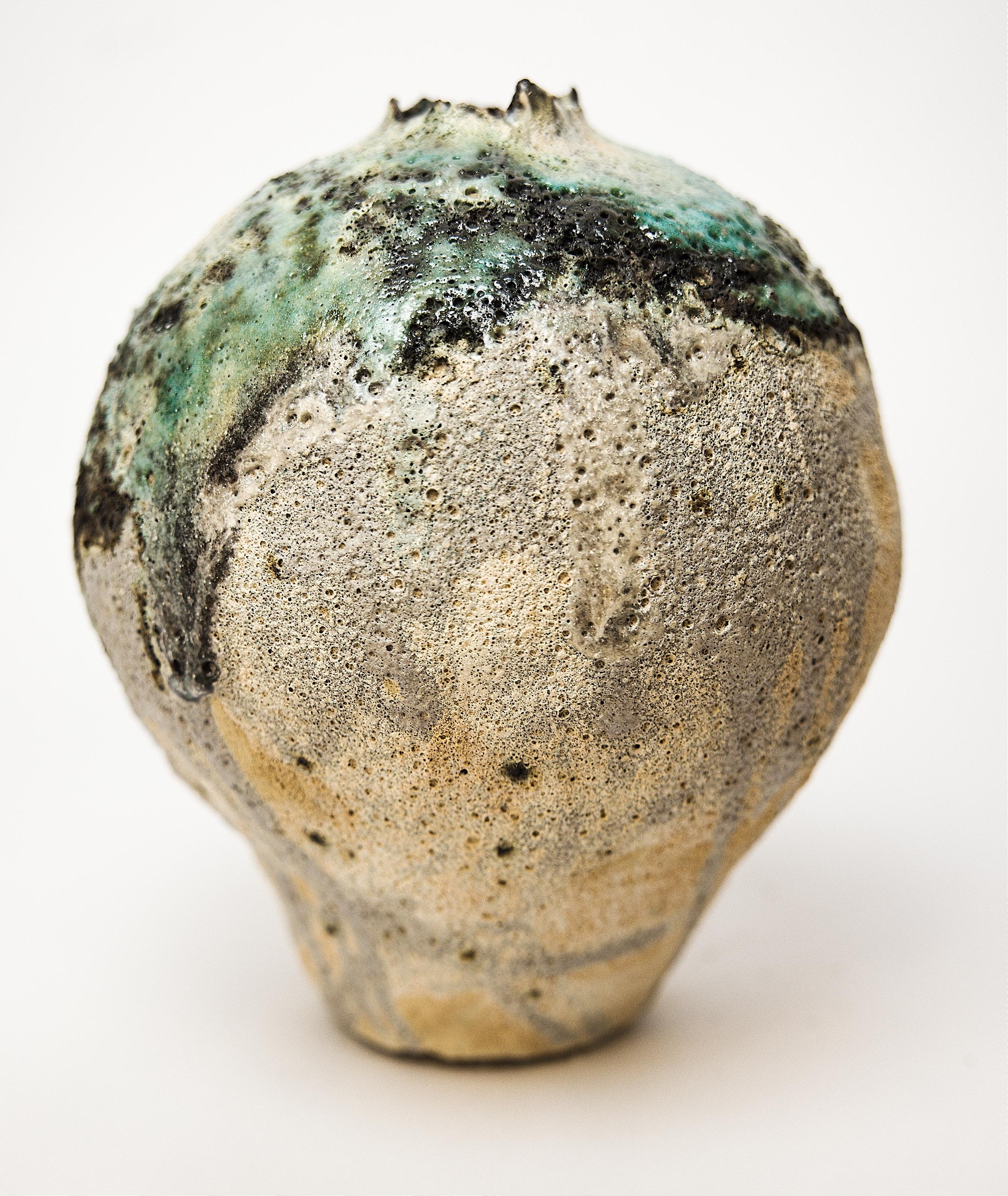 Lichen Vase with Autumn Textured Glaze For Sale at 1stDibs